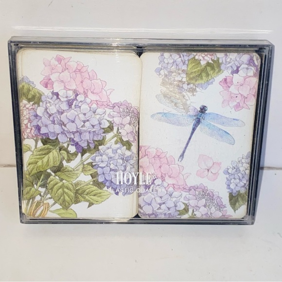 Hoyle | Games | Vintage Hoyle Hydrangea Dragonfly Double Deck Plastic ...